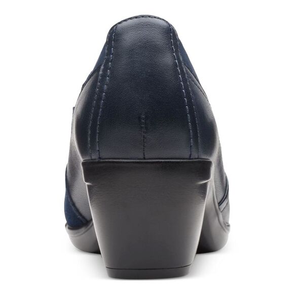 Clarks | Shoes | Clarks Collection Womens Navy Emily Step Wedge Leather ...